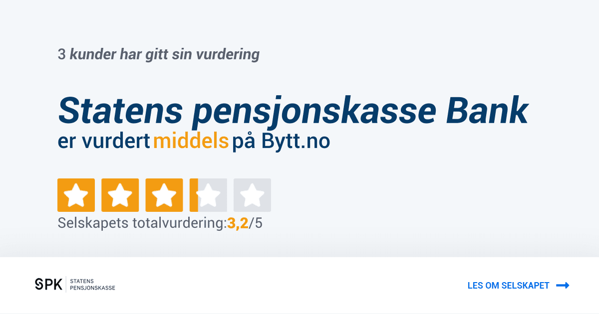Statens pensjonskasse Bank erfaringer og omtaler - les hva 3 andre mener