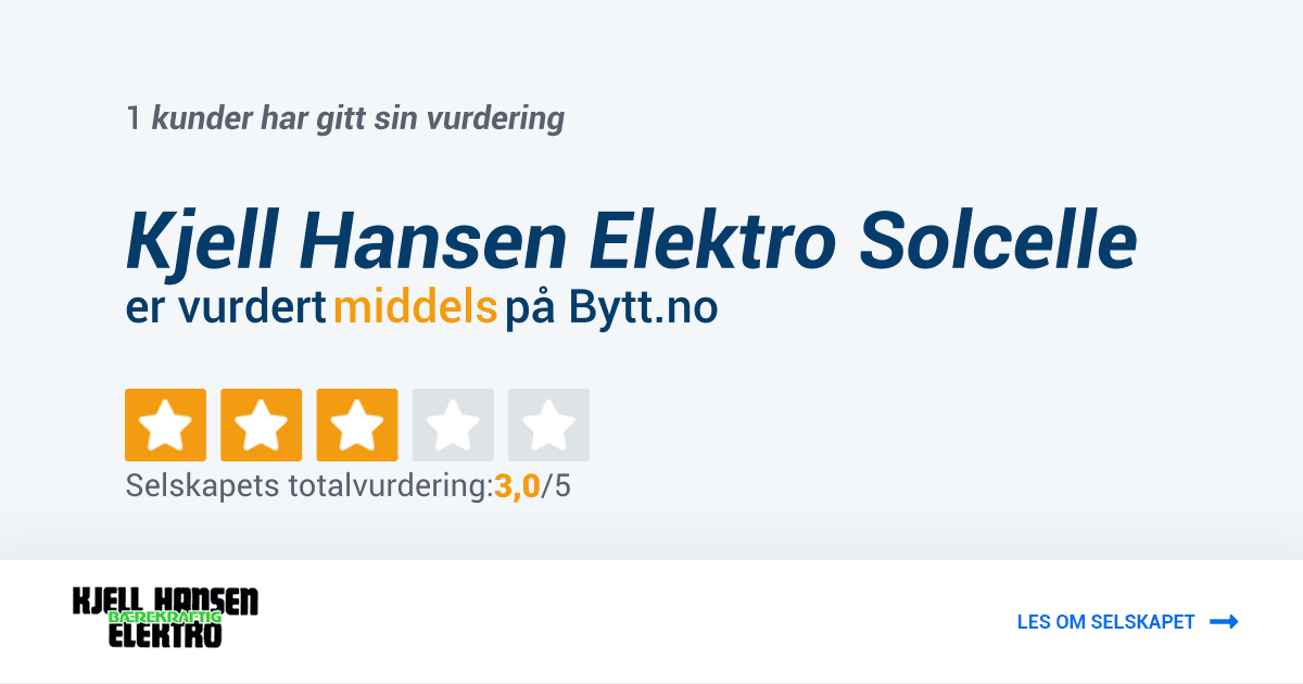 Kjell Hansen Elektro Solcelle erfaringer og omtaler - les hva 1 andre mener