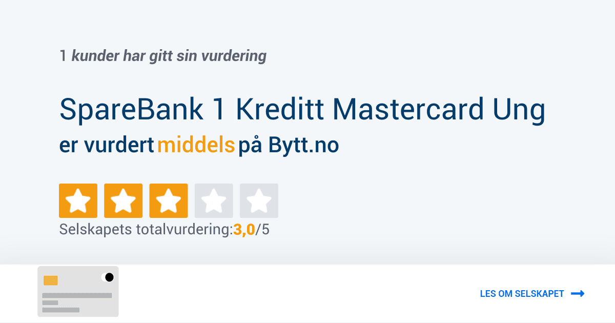 SpareBank 1 Kreditt Mastercard Ung erfaringer og omtaler - les hva 0 ...