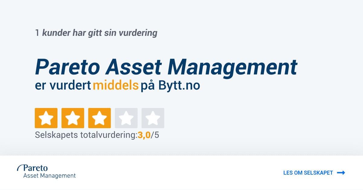 Pareto Asset Management erfaringer og omtaler - les hva 0 andre mener