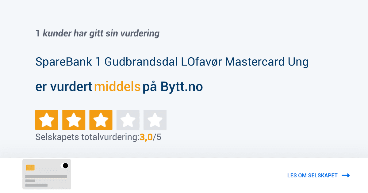 SpareBank 1 Gudbrandsdal LOfavør Mastercard Ung erfaringer og omtaler ...