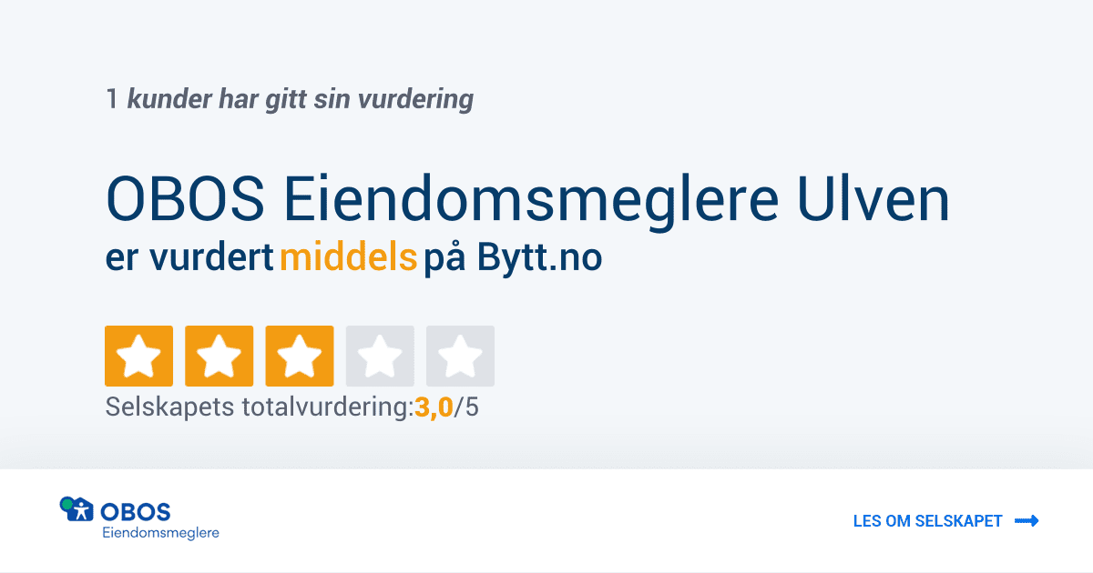 OBOS Eiendomsmeglere Ulven erfaringer og omtaler - les hva 0 andre mener