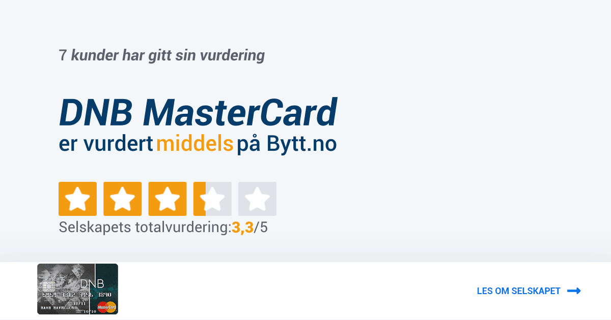 DNB MasterCard erfaringer og omtaler - les hva 8 andre mener