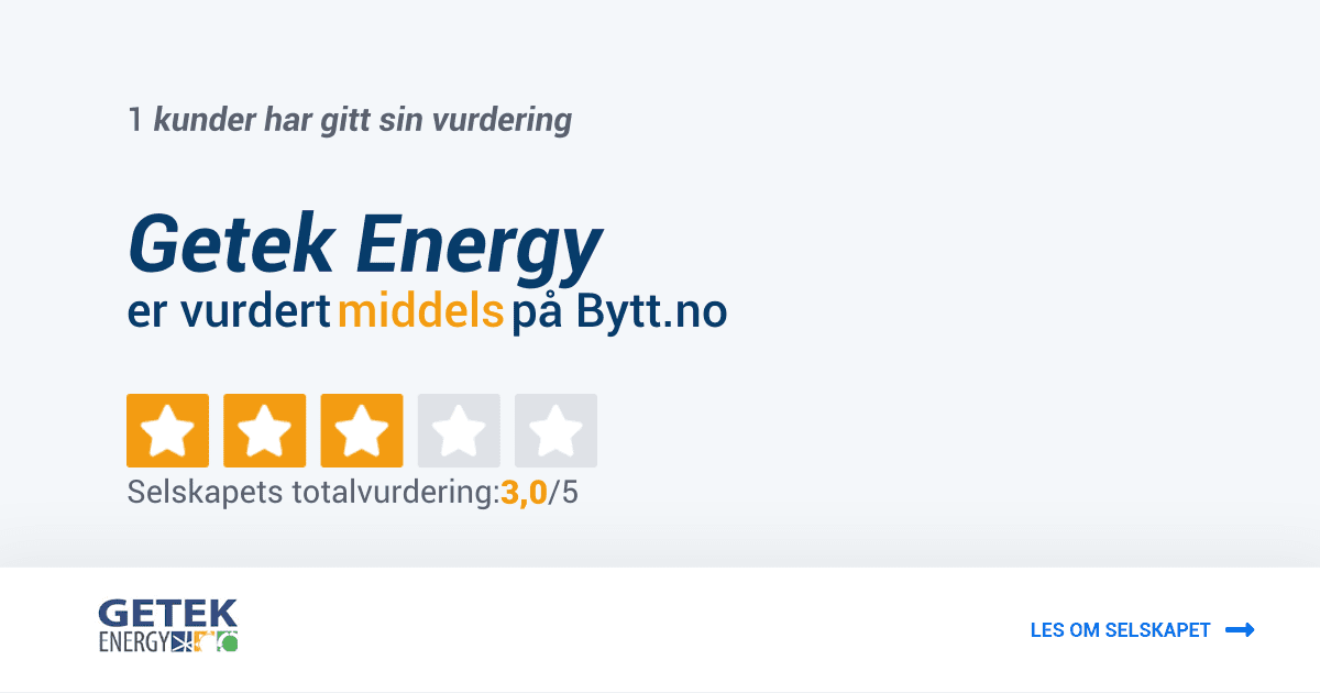 Getek Energy erfaringer og omtaler - les hva 0 andre mener