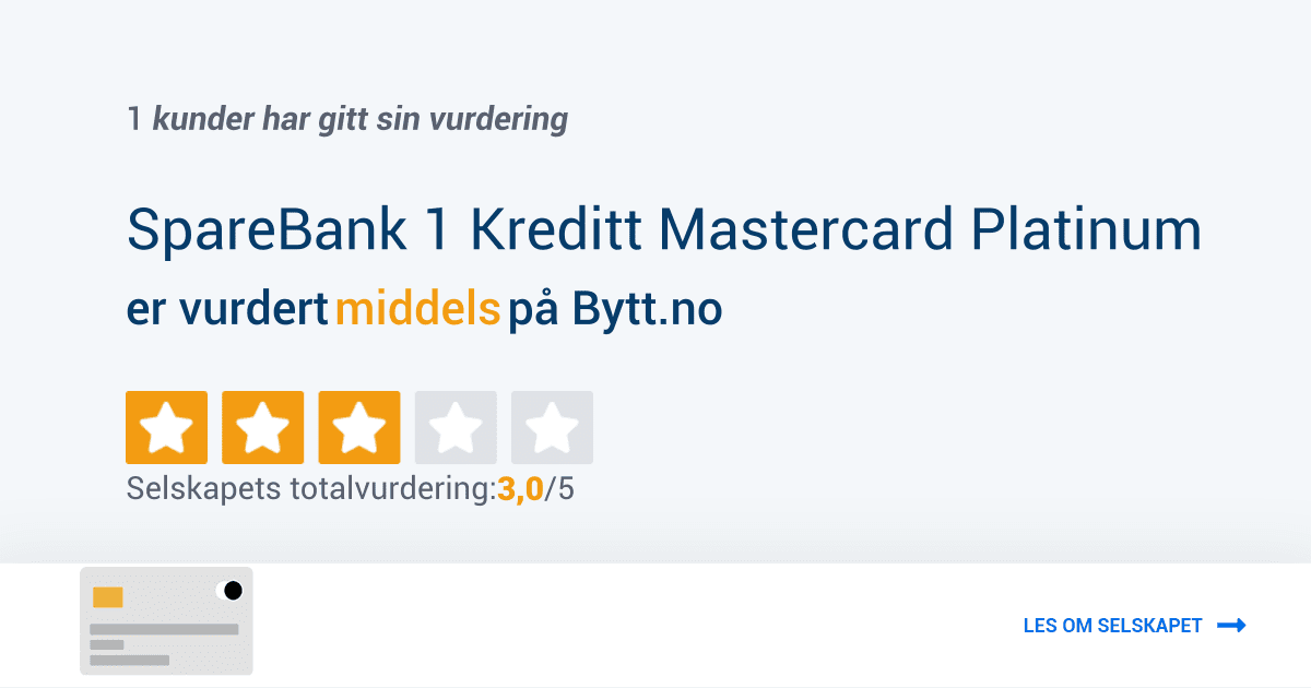 SpareBank 1 Kreditt Mastercard Platinum erfaringer og omtaler - les hva ...
