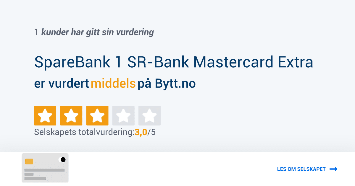 SpareBank 1 SR-Bank Mastercard Extra erfaringer og omtaler - les hva 0 ...
