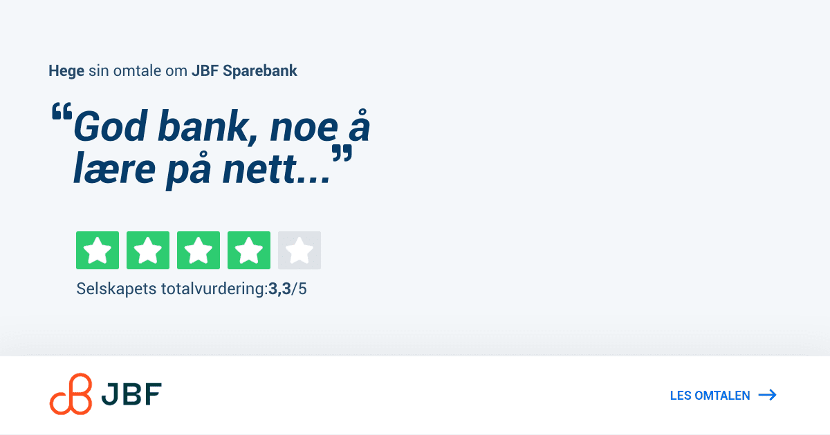JBF Sparebank: God bank, noe å lære på nettbank og app - Omtale av Hege