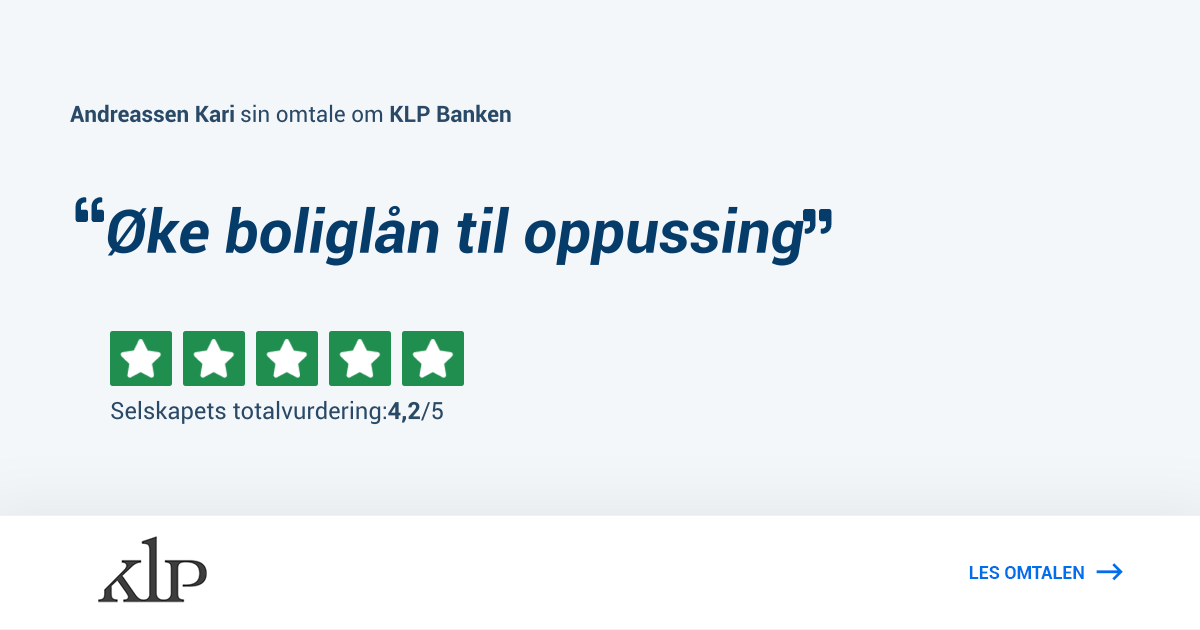 KLP Banken: Øke boliglån til oppussing - Omtale av Andreassen K
