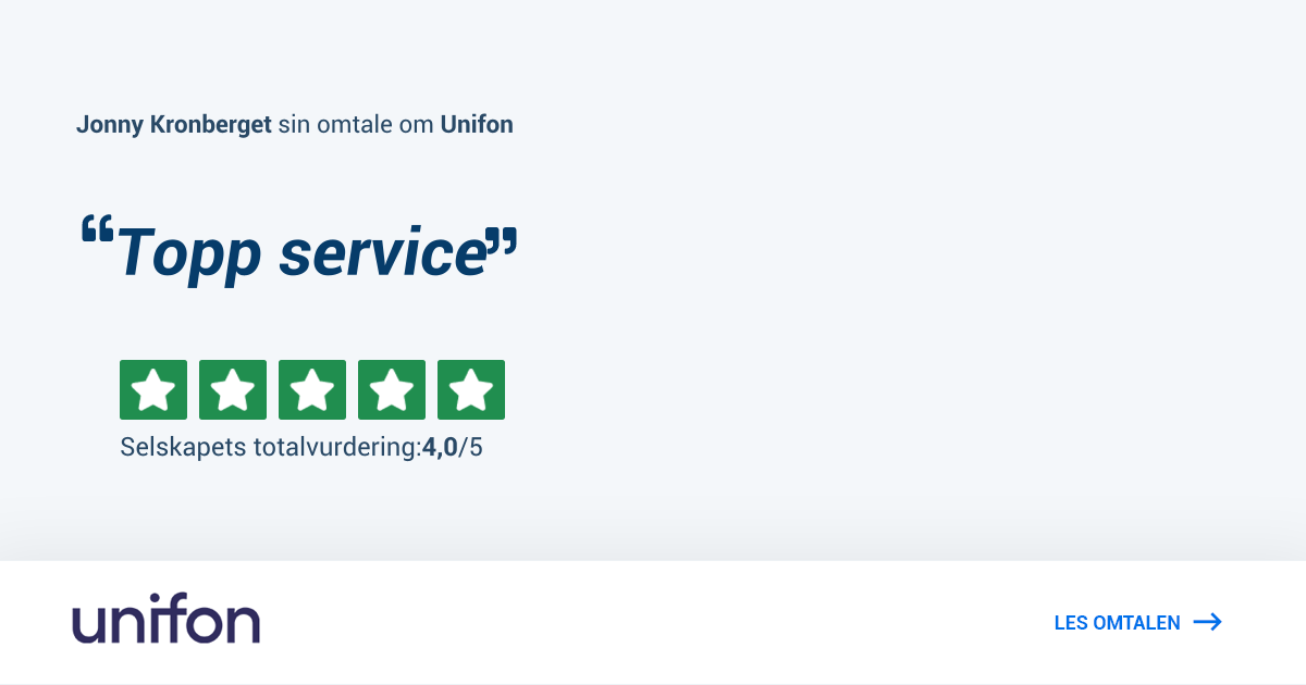 Unifon: Topp service - Omtale av Jonny K