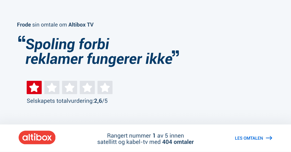 Altibox TV: Spoling forbi reklamer fungerer ikke - Omtale av Frode