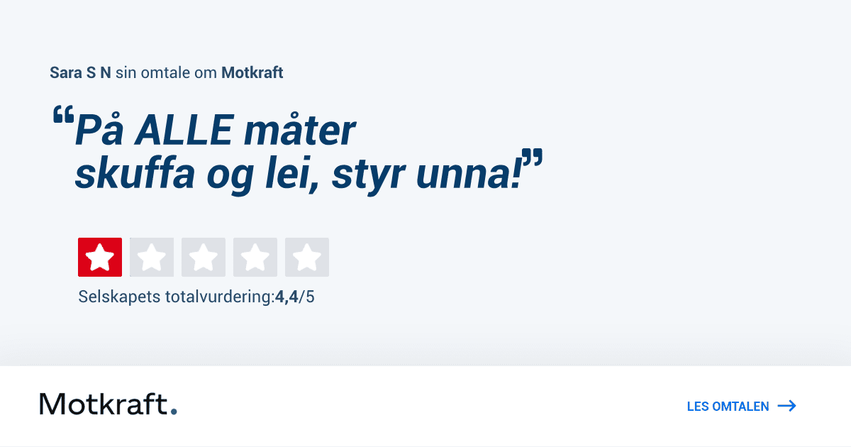 Motkraft: På ALLE måter skuffa og lei, styr unna! - Omtale av Sara S. N