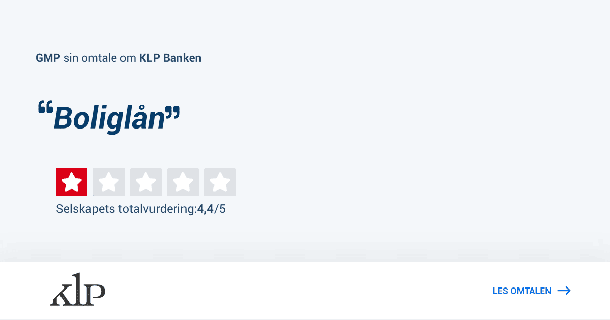 KLP Banken: Boliglån - Omtale av Gmp