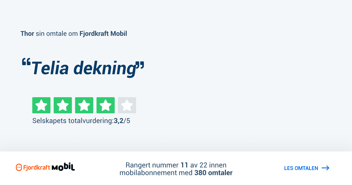 Fjordkraft Mobil: Telia dekning - Omtale av Thor