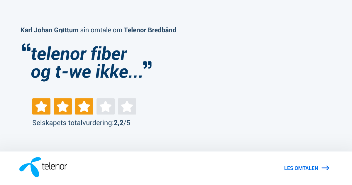Telenor Bredbånd: telenor fiber og t-we ikke verdt pengene - Omtale av ...