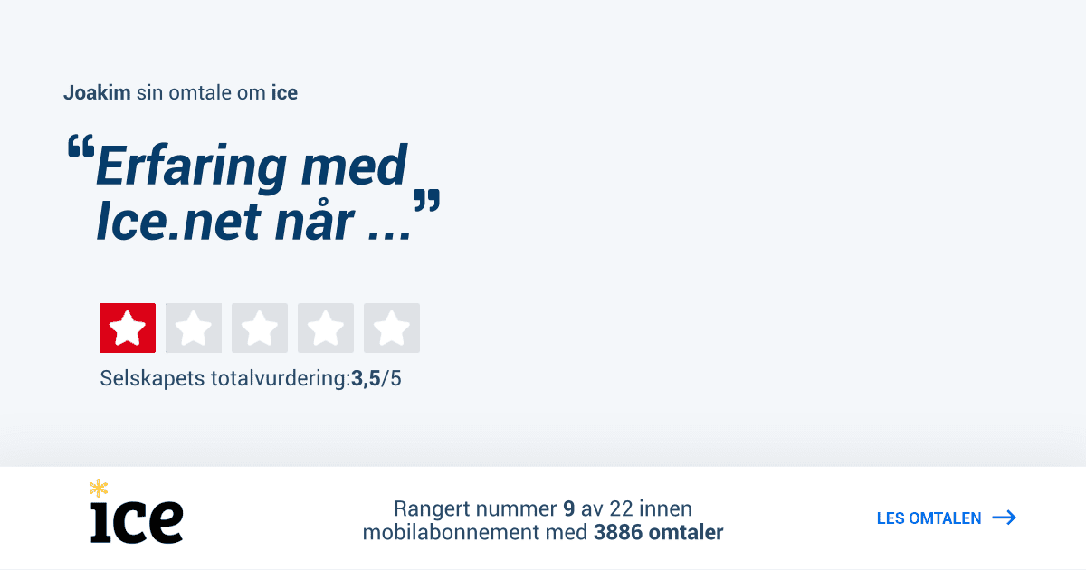 ice: Erfaring med Ice.net når man er i utlandet - Omtale av Joakim