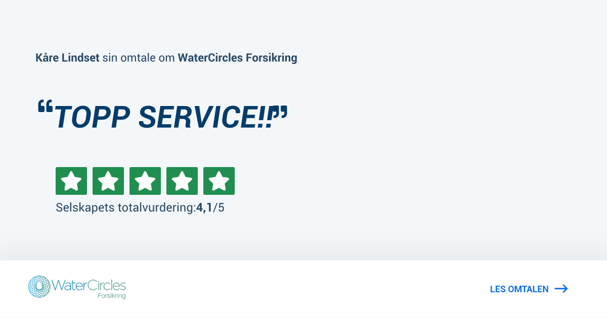 WaterCircles Forsikring: TOPP SERVICE!! - Omtale av Kåre L