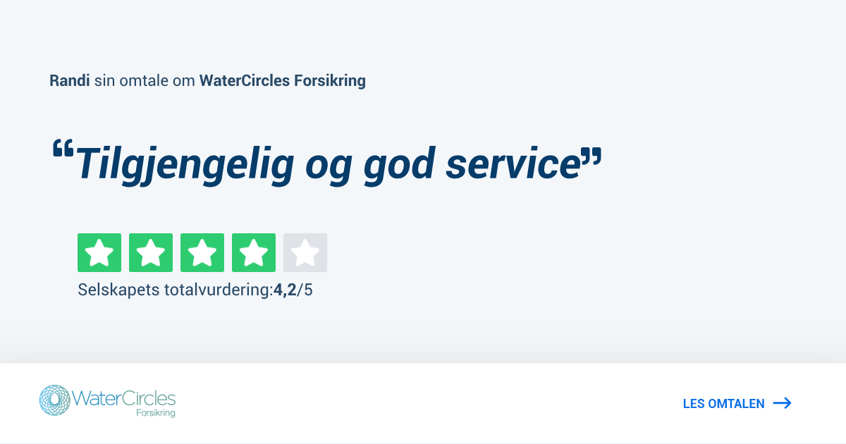 WaterCircles Forsikring: Tilgjengelig og god service - Omtale av Randi