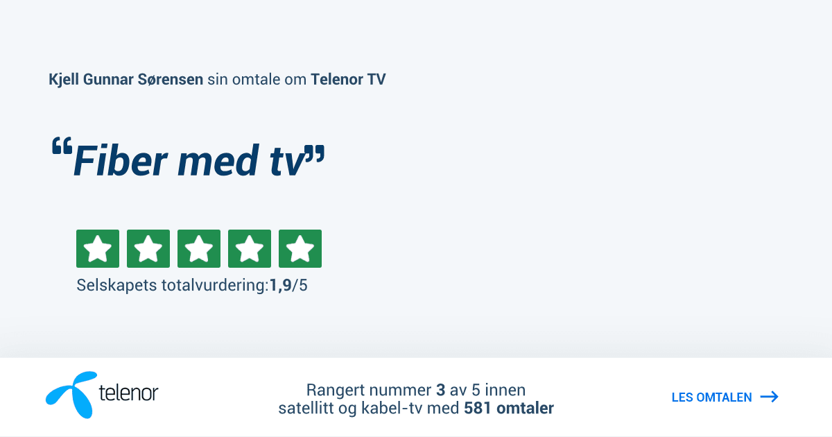 Telenor TV: Fiber med tv - Omtale av Kjell G. S