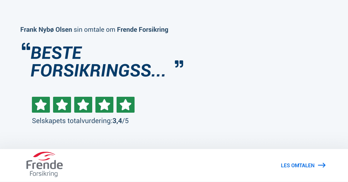 Frende Forsikring: BESTE FORSIKRINGSSELSKAP - Omtale av Frank N. O