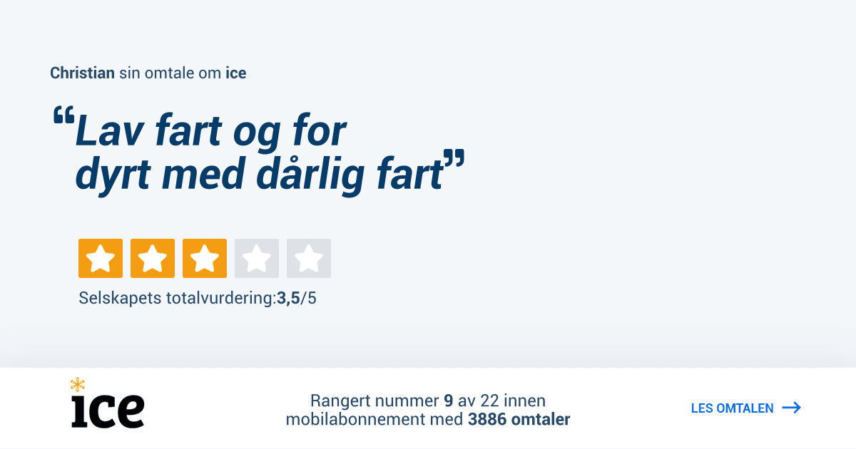 ice: Lav fart og for dyrt med dårlig fart - Omtale av Christian
