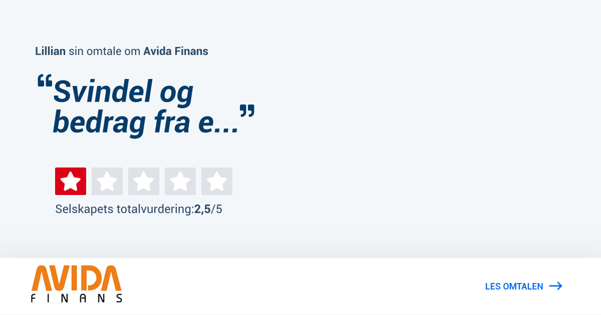 Avida Finans: Svindel og bedrag fra ende til annen. - Omtale av Lillian