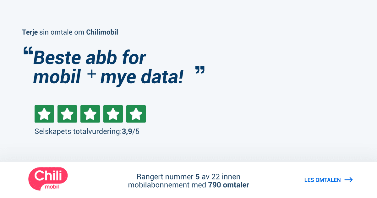 Chilimobil: Beste abb for mobil + mye data! - Omtale av Terje