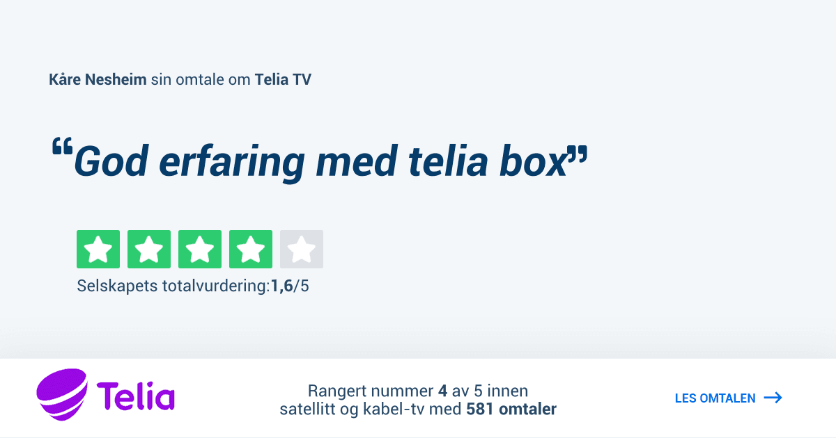 Telia TV: God erfaring med telia box - Omtale av Kåre N