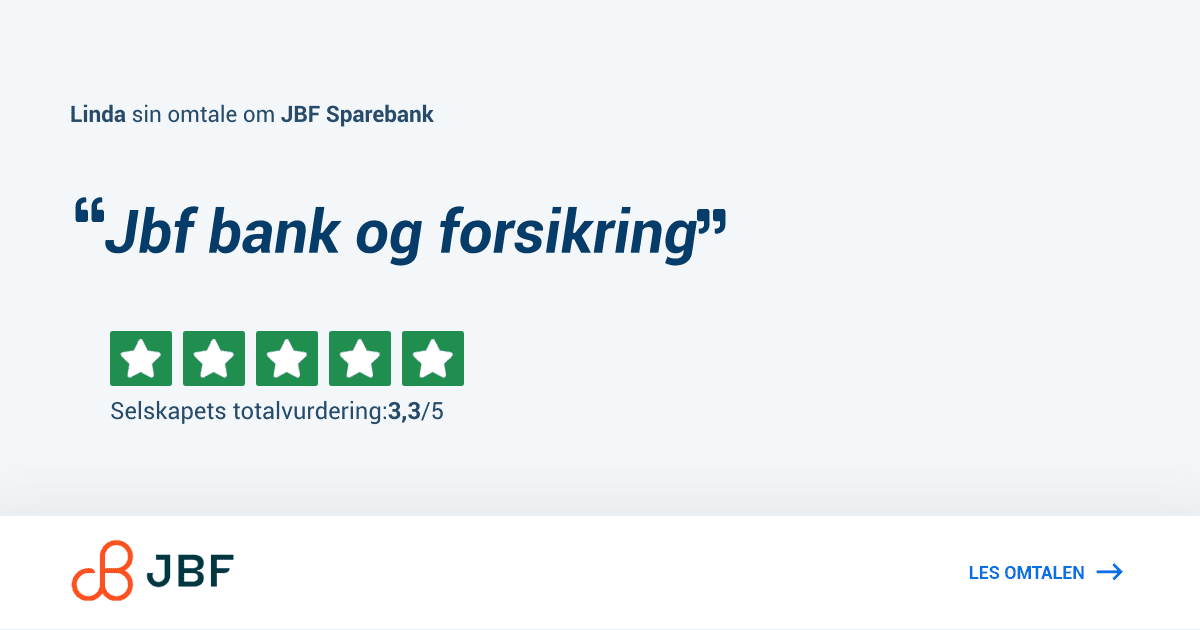 JBF Sparebank: Jbf bank og forsikring - Omtale av Linda