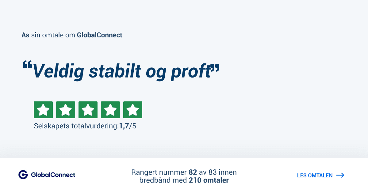 GlobalConnect: Veldig stabilt og proft - Omtale av As