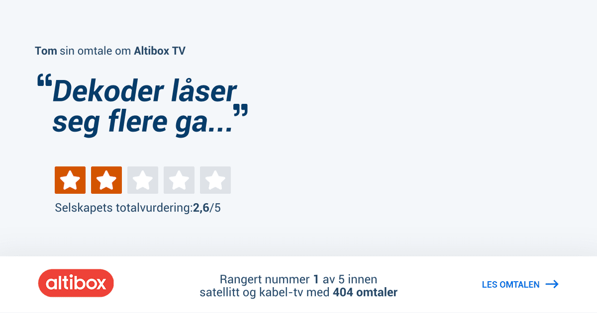 Altibox TV: Dekoder låser seg flere ganger hver kveld og må restartes ...
