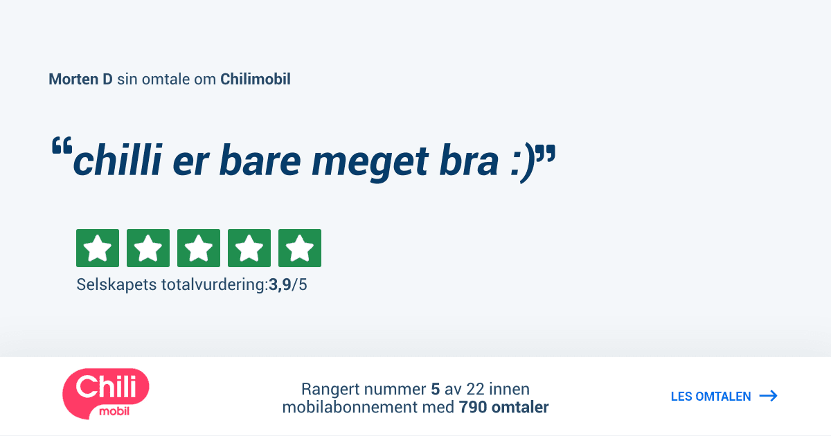 Chilimobil: chilli er bare meget bra :) - Omtale av Morten D