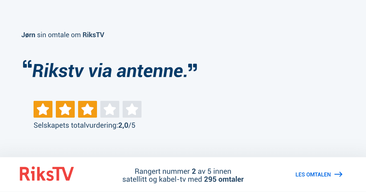 RiksTV: Rikstv via antenne. - Omtale av Jørn