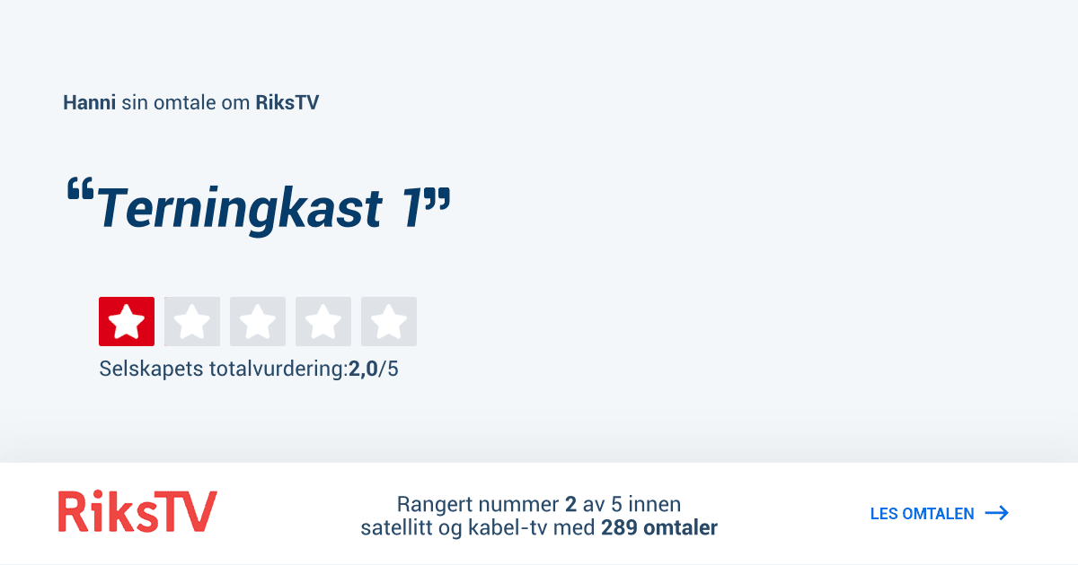 RiksTV: Terningkast 1 - Omtale av Hanni