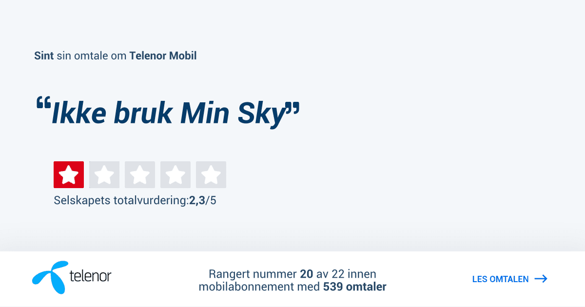 Telenor Mobil: Ikke bruk Min Sky - Omtale av Sint