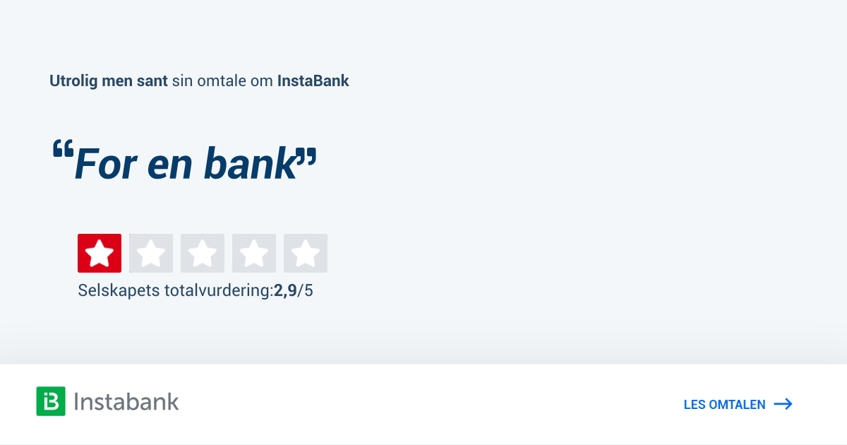 InstaBank: For en bank - Omtale av Utrolig M. S