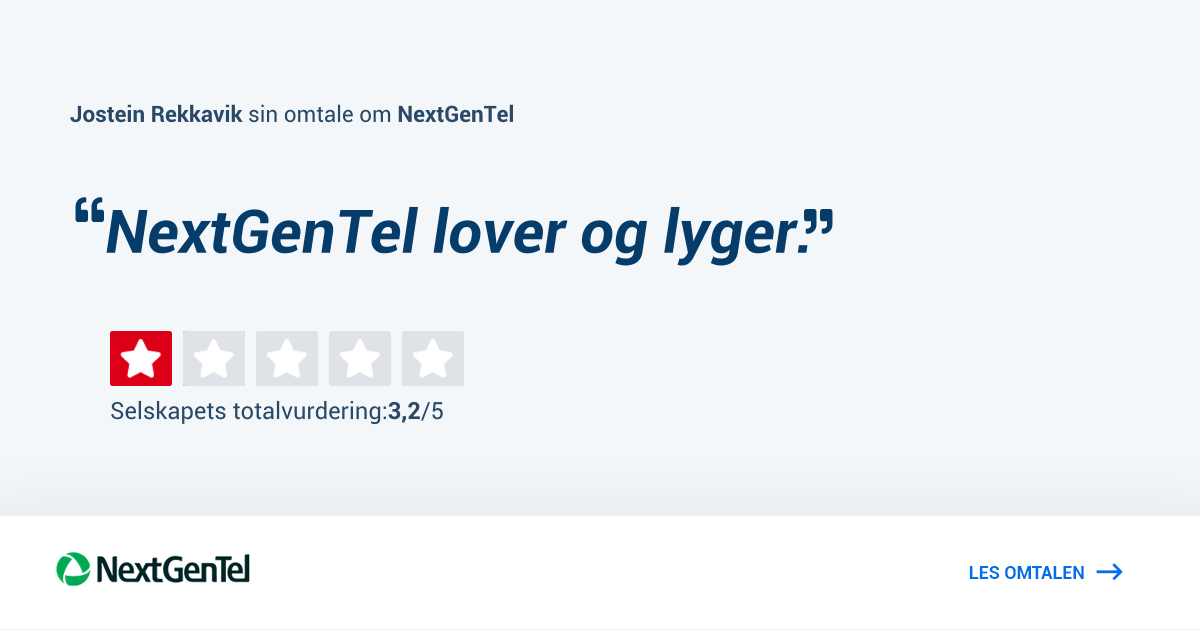 NextGenTel: NextGenTel lover og lyger. - Omtale av Jostein R