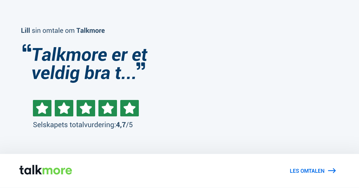 Talkmore: Talkmore er et veldig bra telefon opratør - Omtale av Lill