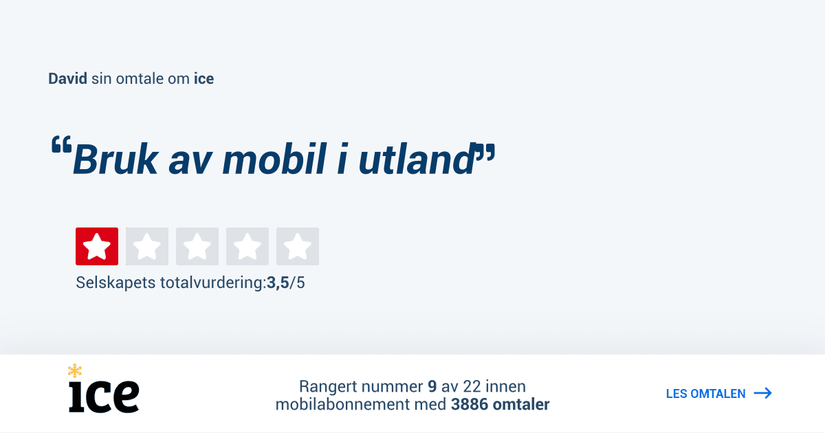 ice: Bruk av mobil i utland - Omtale av David