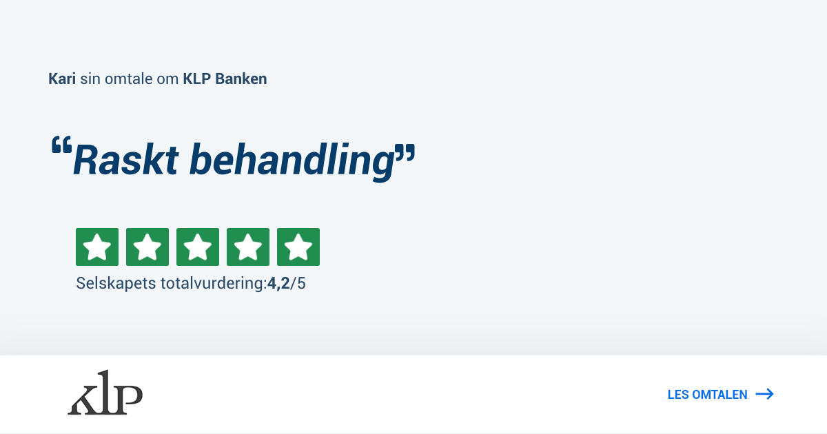 KLP Banken: Raskt behandling - Omtale av Kari