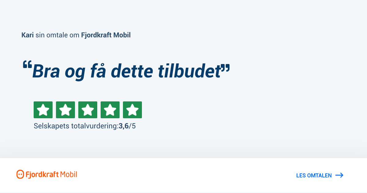 Fjordkraft Mobil: Bra og få dette tilbudet - Omtale av Kari