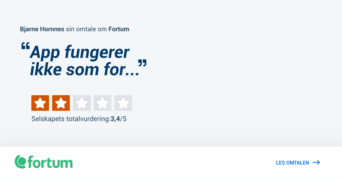 Fortum: App fungerer ikke som forventa / avtalt. Kunn basis funksjoner ...