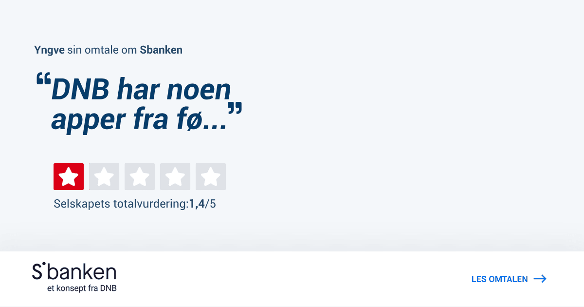 Sbanken: DNB har noen apper fra før, og Sbanken er nå nedgradert til å ...