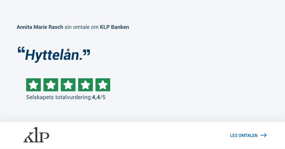 KLP Banken: Hyttelån. - Omtale av Annita M. R