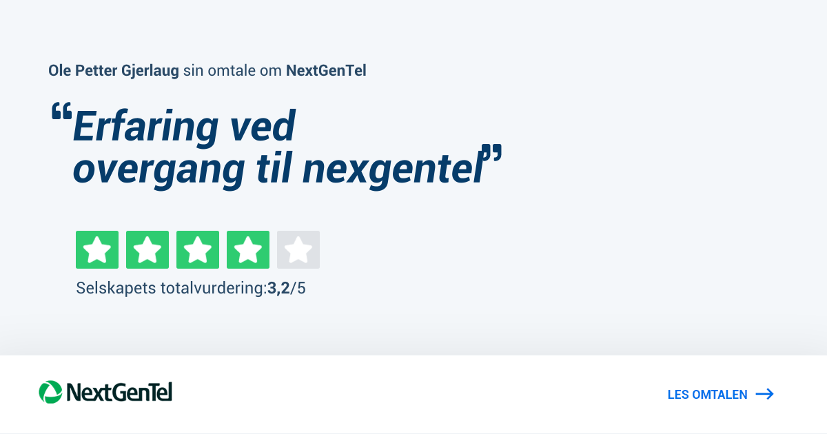 NextGenTel: Erfaring ved overgang til nexgentel - Omtale av Ole P. G