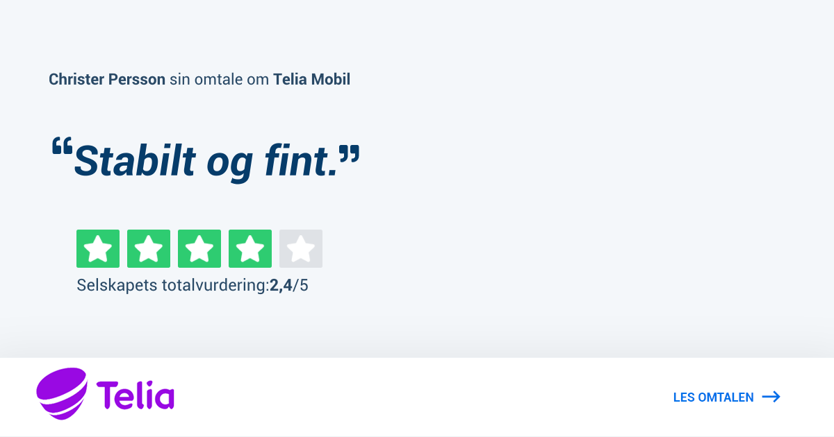 Telia Mobil: Stabilt og fint. - Omtale av Christer P