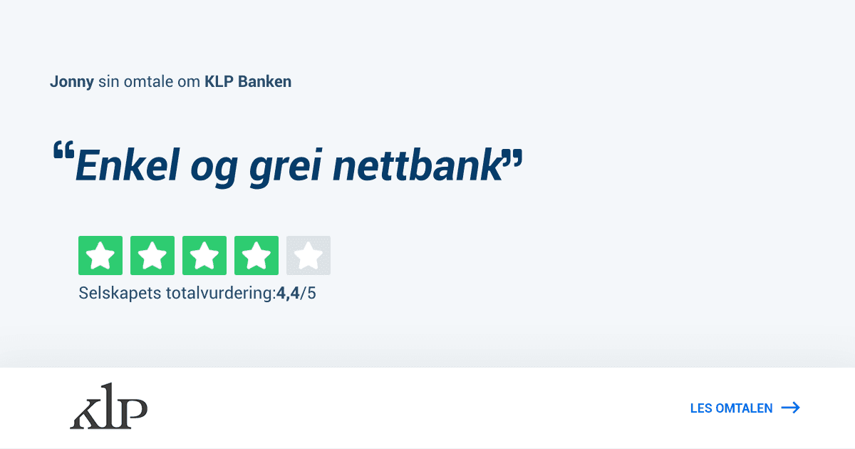 KLP Banken: Enkel og grei nettbank - Omtale av Jonny