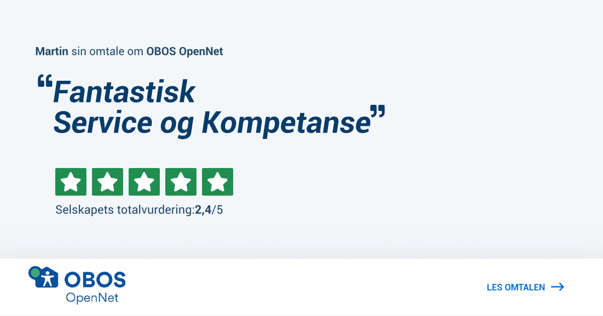 OBOS Nett: Fantastisk Service og Kompetanse - Omtale av Martin