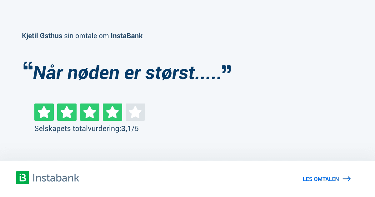 InstaBank: Når nøden er størst..... - Omtale av Kjetil Ø