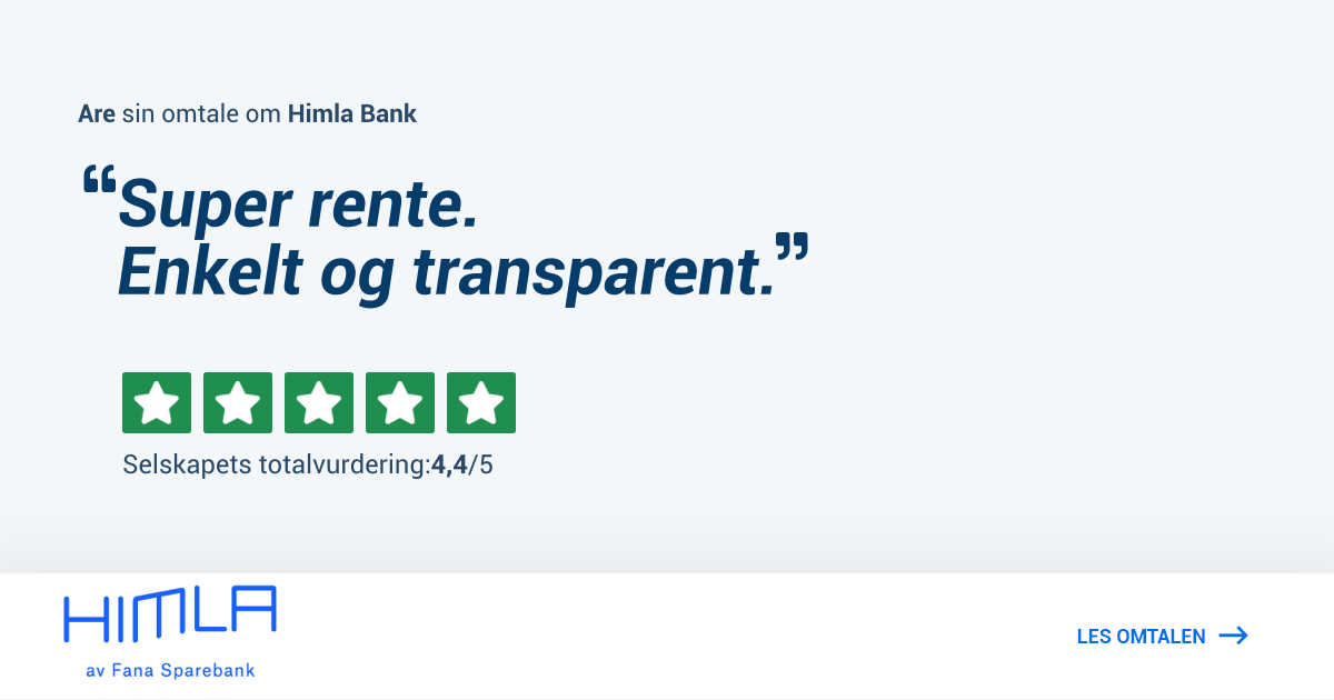 Himla Bank: Super rente. Enkelt og transparent. - Omtale av Are