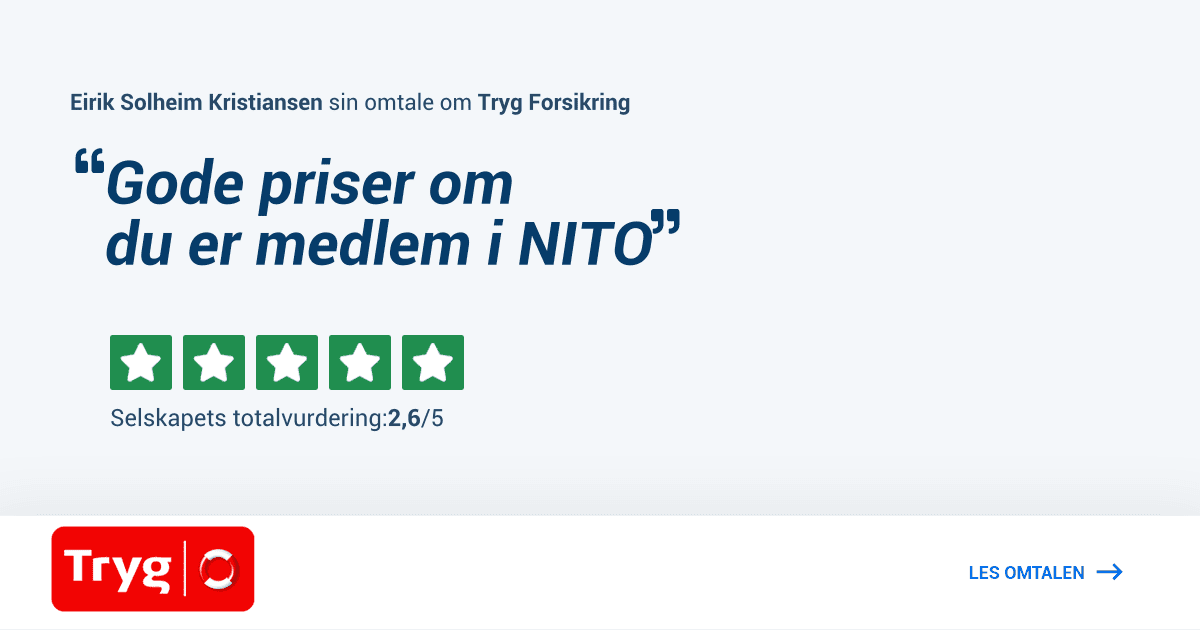 Tryg Forsikring: Gode priser om du er medlem i NITO - Omtale av Eirik S. K